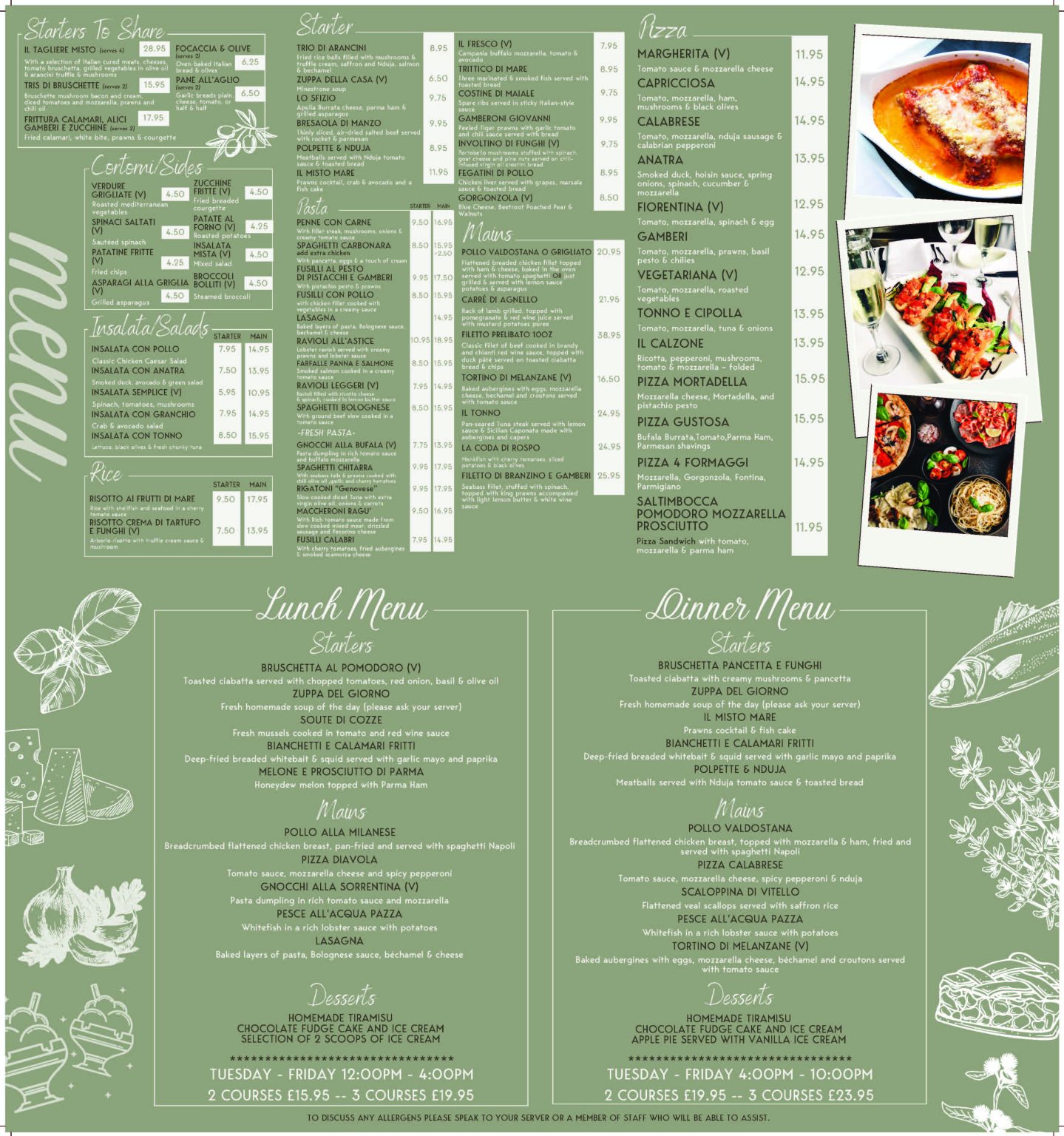 Our Menu - Giovanni's Knutsford Italian Restraurant