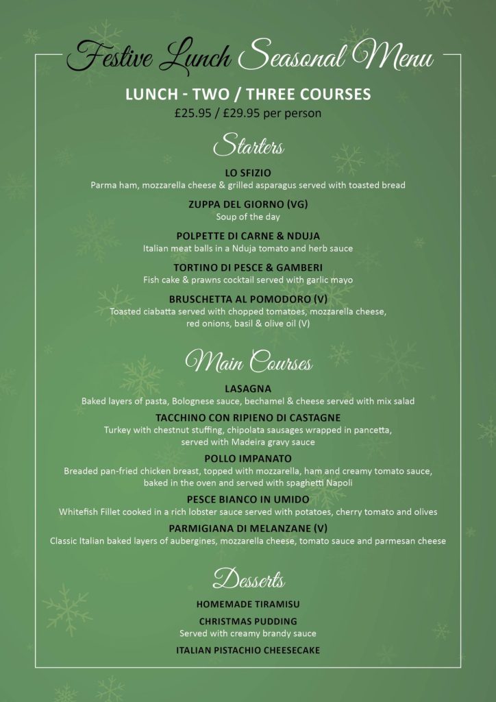 Our Menu - Giovanni's Knutsford Italian Restraurant